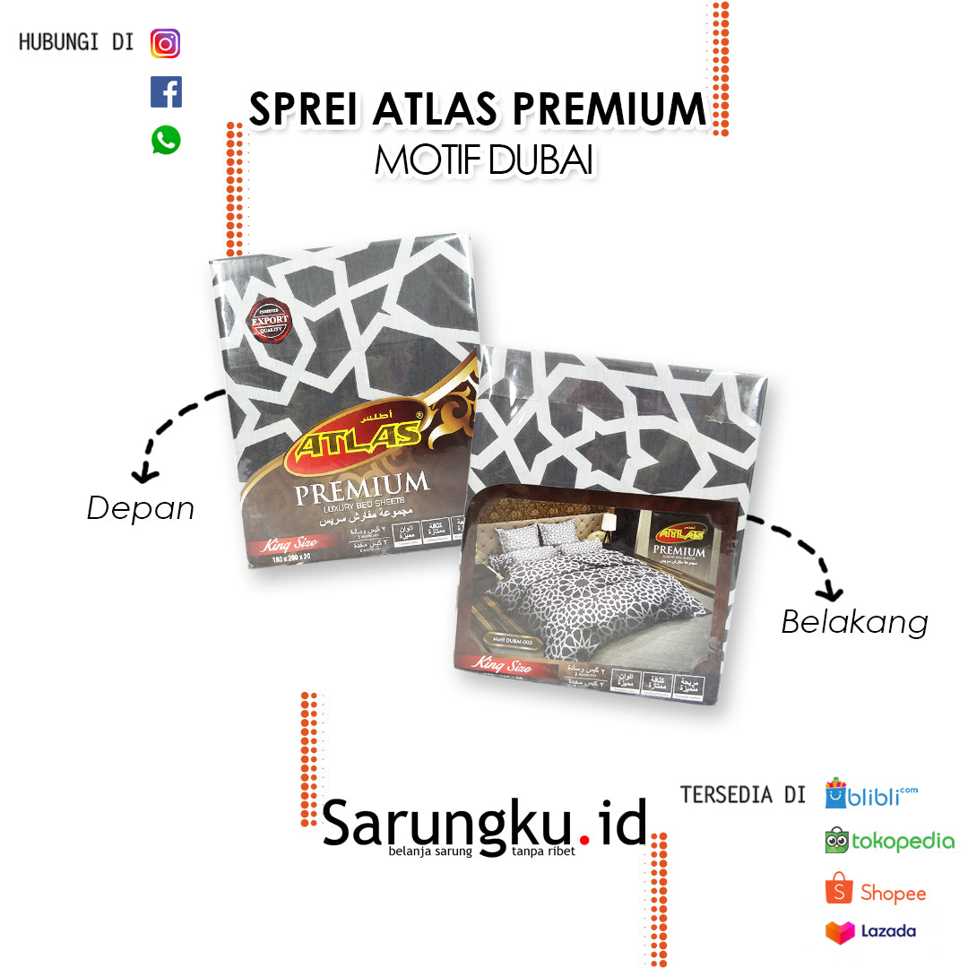 SPREI ATLAS PREMIUM MOTIF DUBAI ECER/GROSIR-10PCS – sarungku